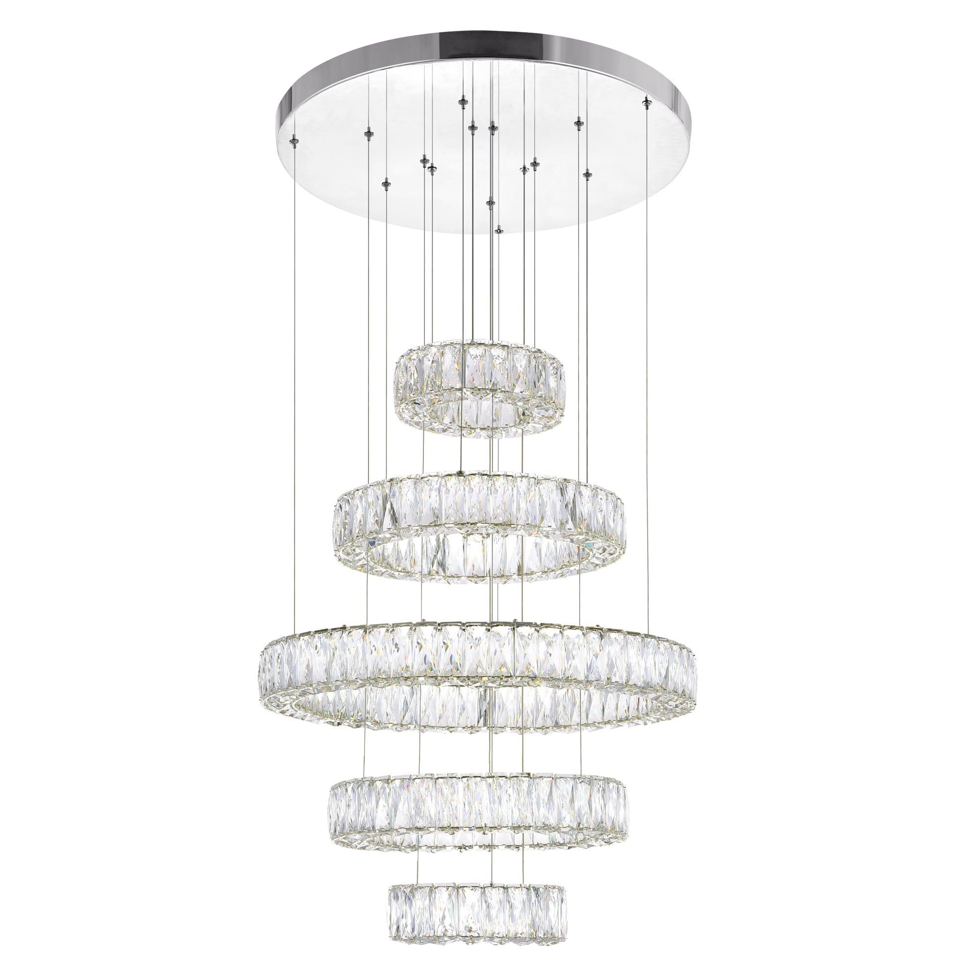 Madeline Integrated LED 5 Ring Chrome Chandelier – CWI Lighting ...